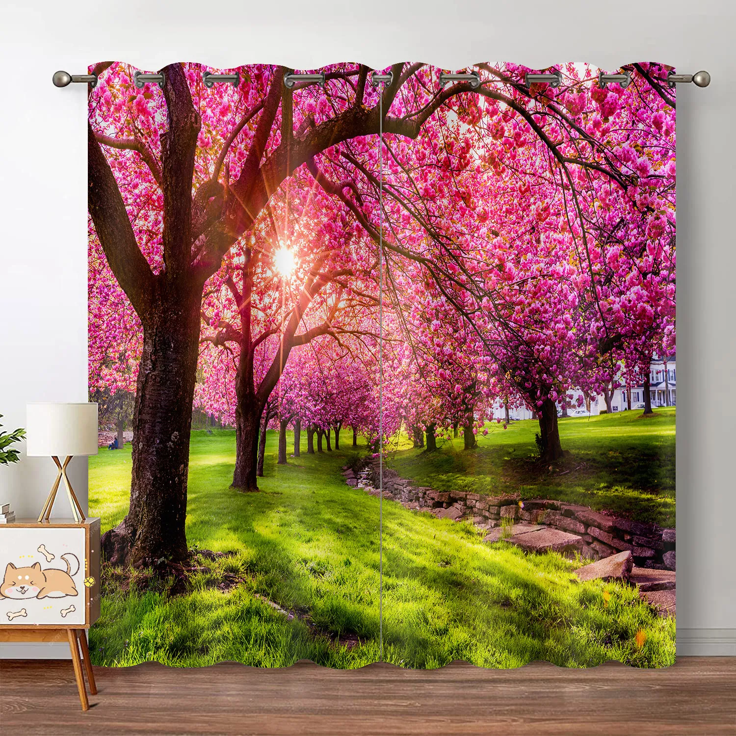 Cherry Blossom Window Curtain Sakura Curtains for Living Room Mount ...