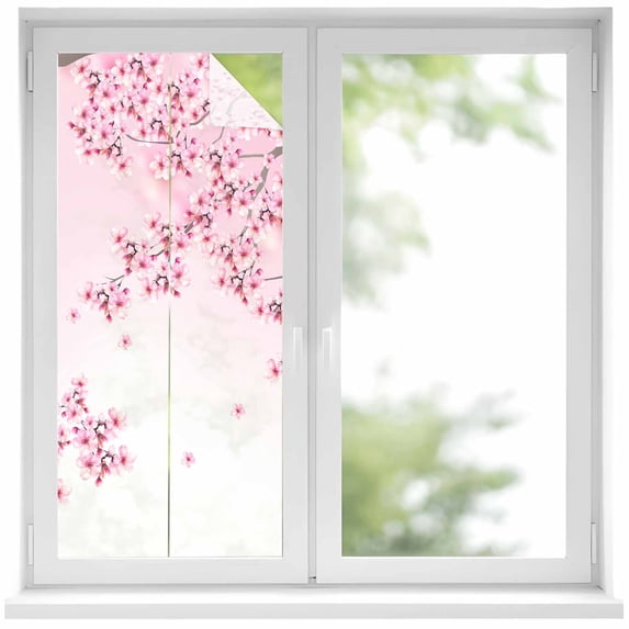 Cherry Blossom Window Privacy Film, Gradient Tree Pink Flower Plant ...