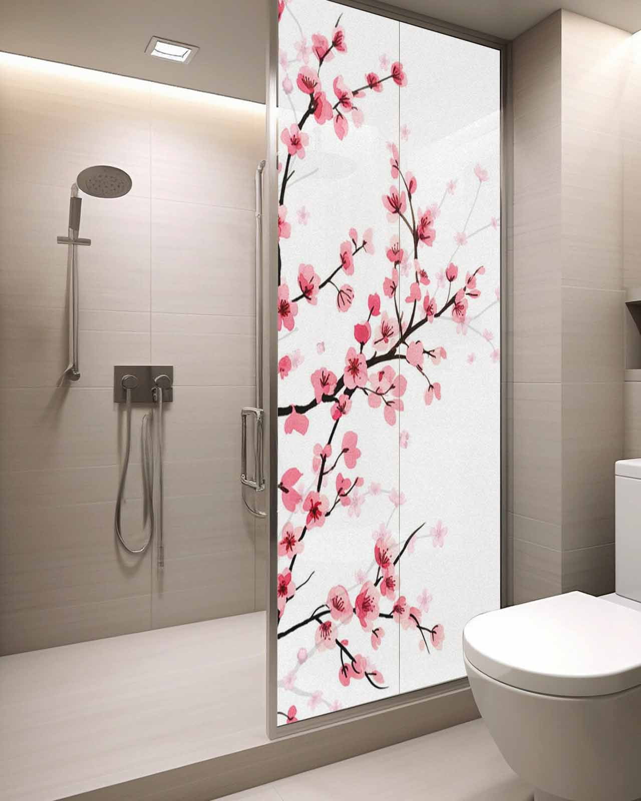 Cherry Blossom Window Privacy Film Stained Glass Window Film Decorative ...