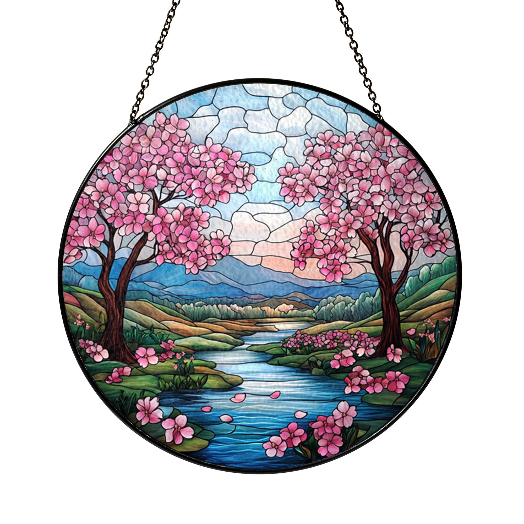 Cherry Blossom Window Suncatcher – Decorative Glass Style Lake View ...