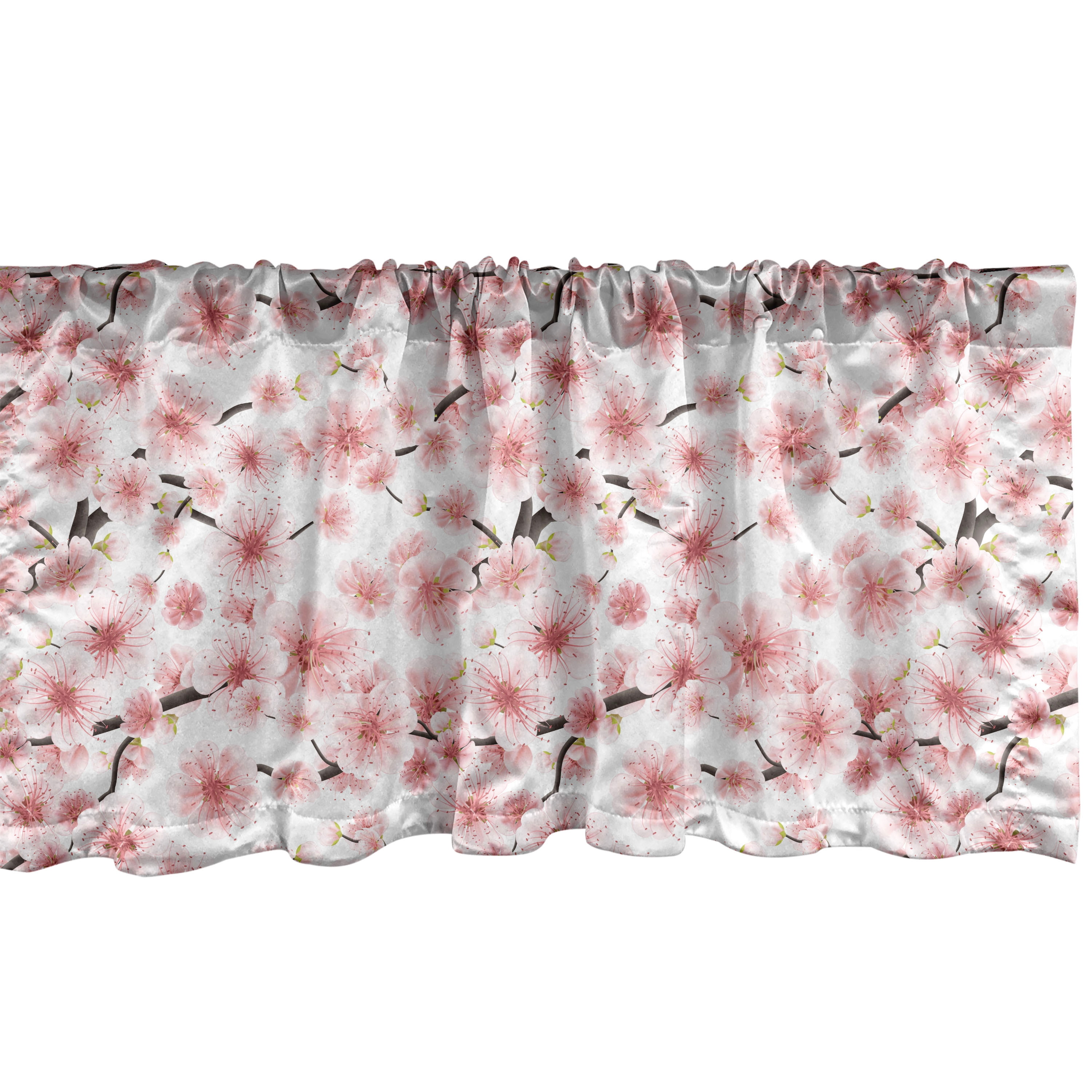 Ambesonne Cherry Blossom Valance Pack of 2, Sakura 3D Design, 54"X12 ...