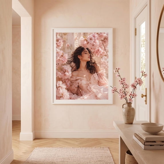 Cherry Blossom Woman Wall Art Print, Unframed Paper Poster 11x14in ...