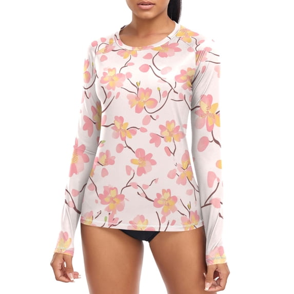 Cherry Blossom Women's Rash Guard Shirts UPF 50+ Sun Protection ...