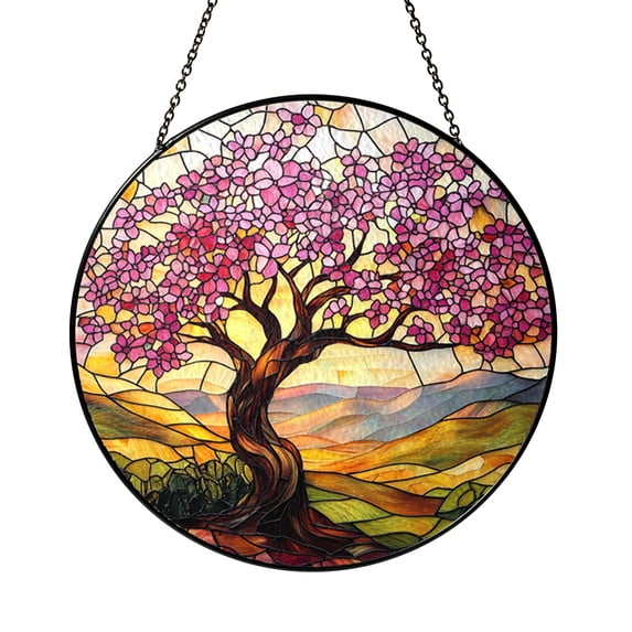 Cherry Blossom Zen Window Suncatcher, Stained Glass Style Spring Floral ...