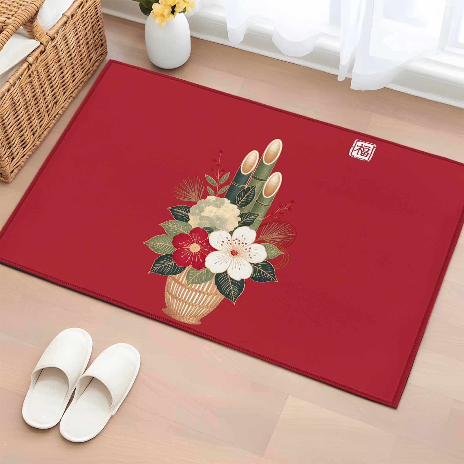 Cherry Blossoms 2'x3' Washable Rug, Japanese Spring Floral Leaves ...