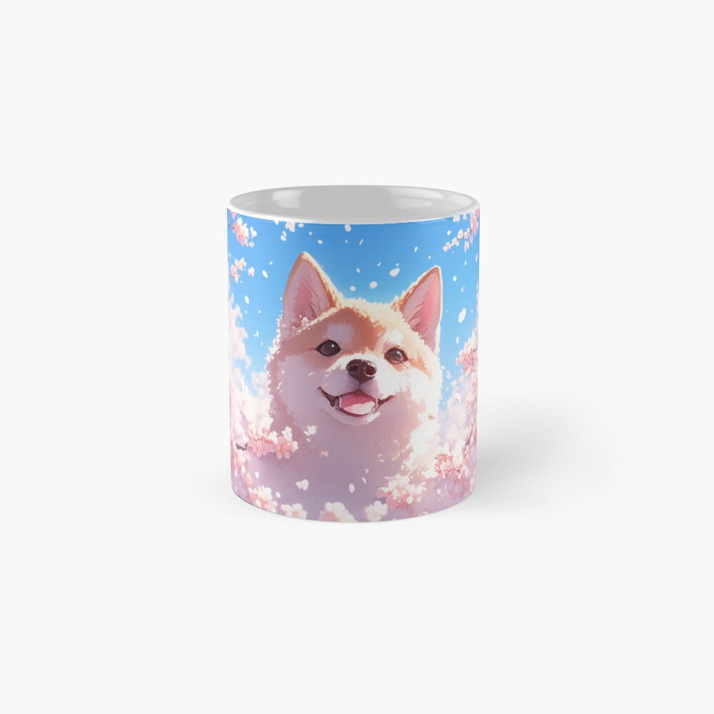 Cherry Blossoms And Shiba Inu Classic Mug, Ceramic Coffee Mug, Tea ...