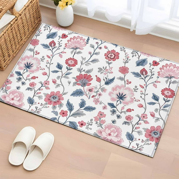 Cherry Blossoms Bathroom Rug Washable 2x3 Entryway Rug Non Slip Pink ...