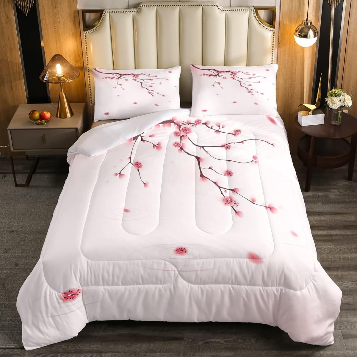 Cherry Blossoms Bedding Set for Adult Women Chinese Style Comforter Set ...