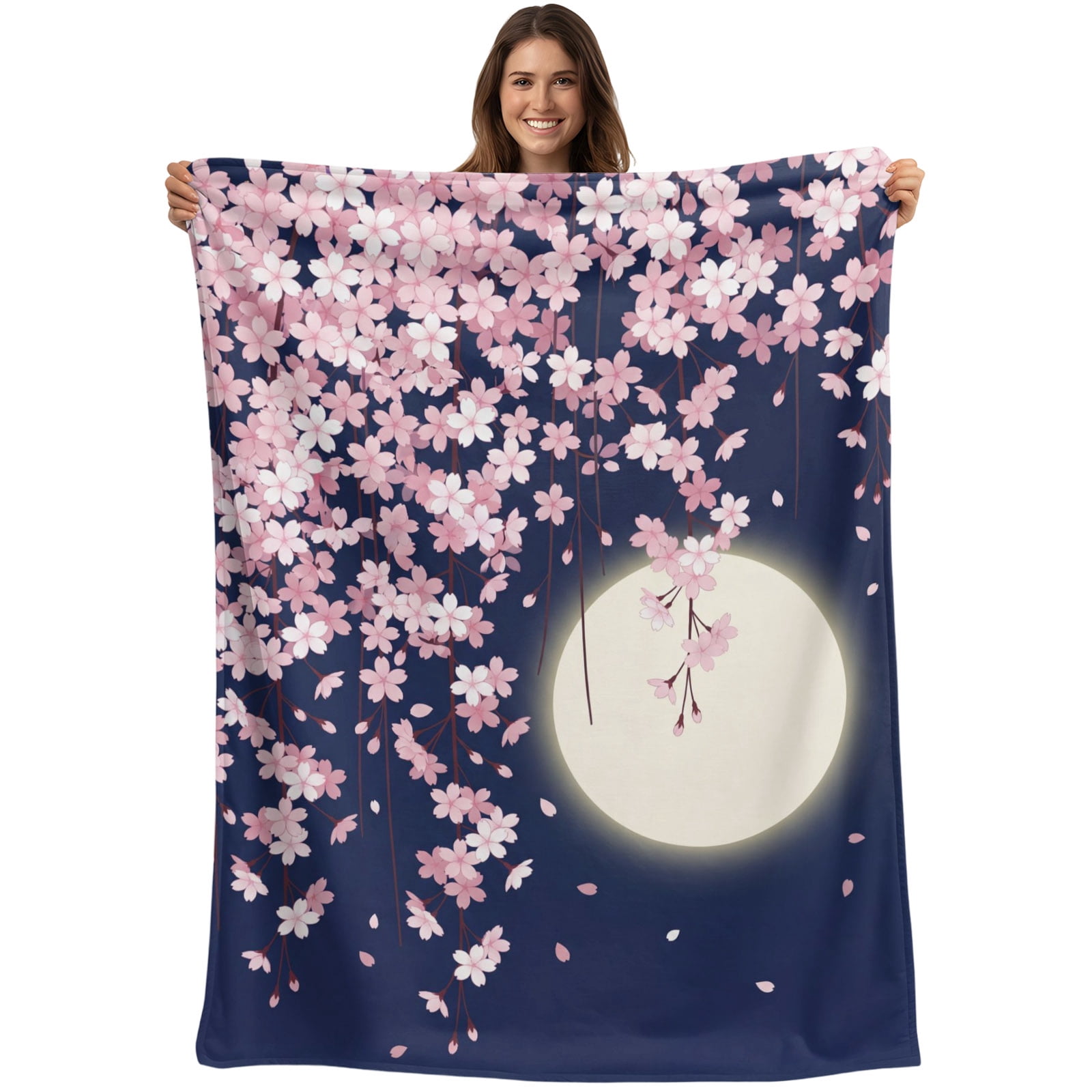 Cherry Blossoms Blanket Soft Cozy Warm Throw Blanket for Couch, Plush ...