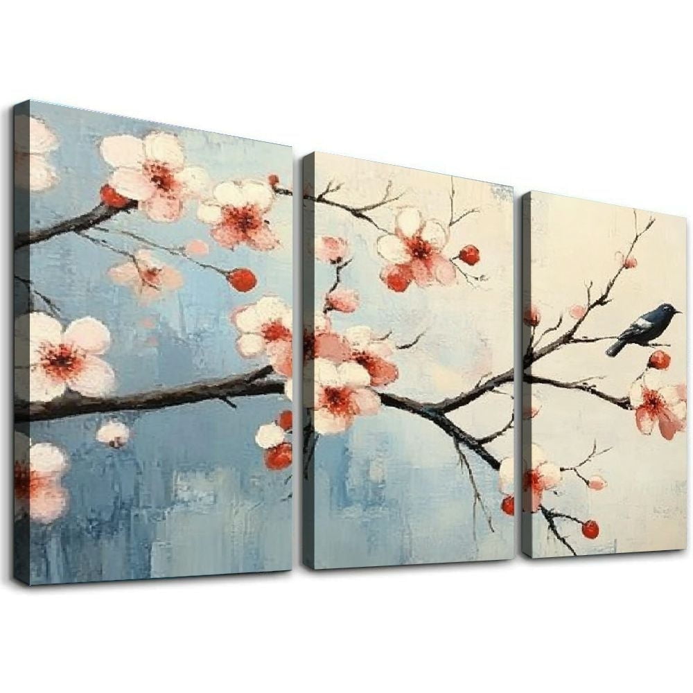 Cherry Blossoms Branch Triptych Art Print Cherry Blossoms Branch Triptych Art Print - 12x16 ...