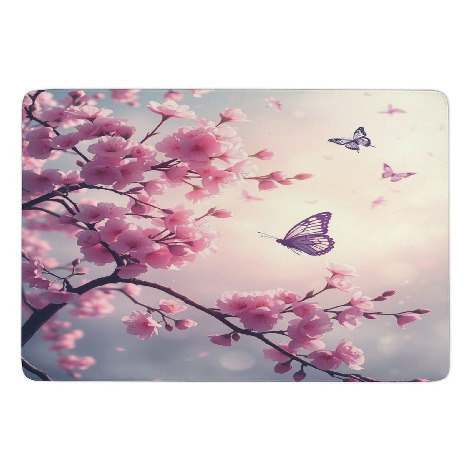 Cherry Blossoms Butterflies Spring Doormat Non-slip Kitchen Mat Carpet ...