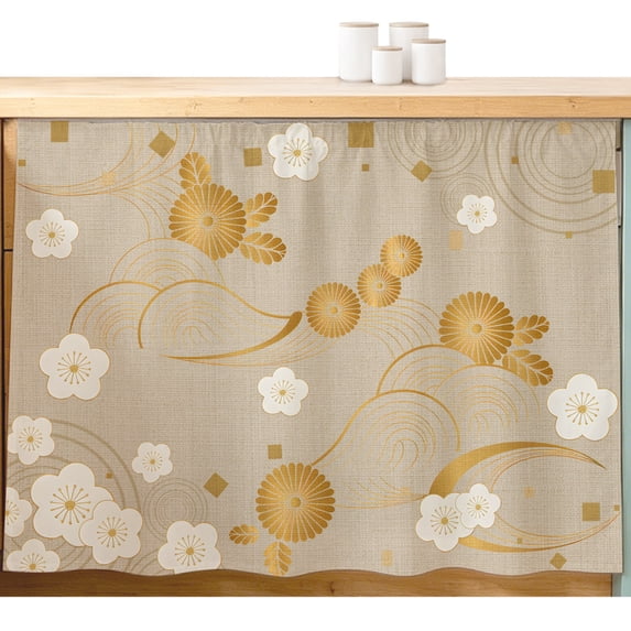 Cherry Blossoms Cabinet Curtains Japanese Style Gold Flower Floral ...