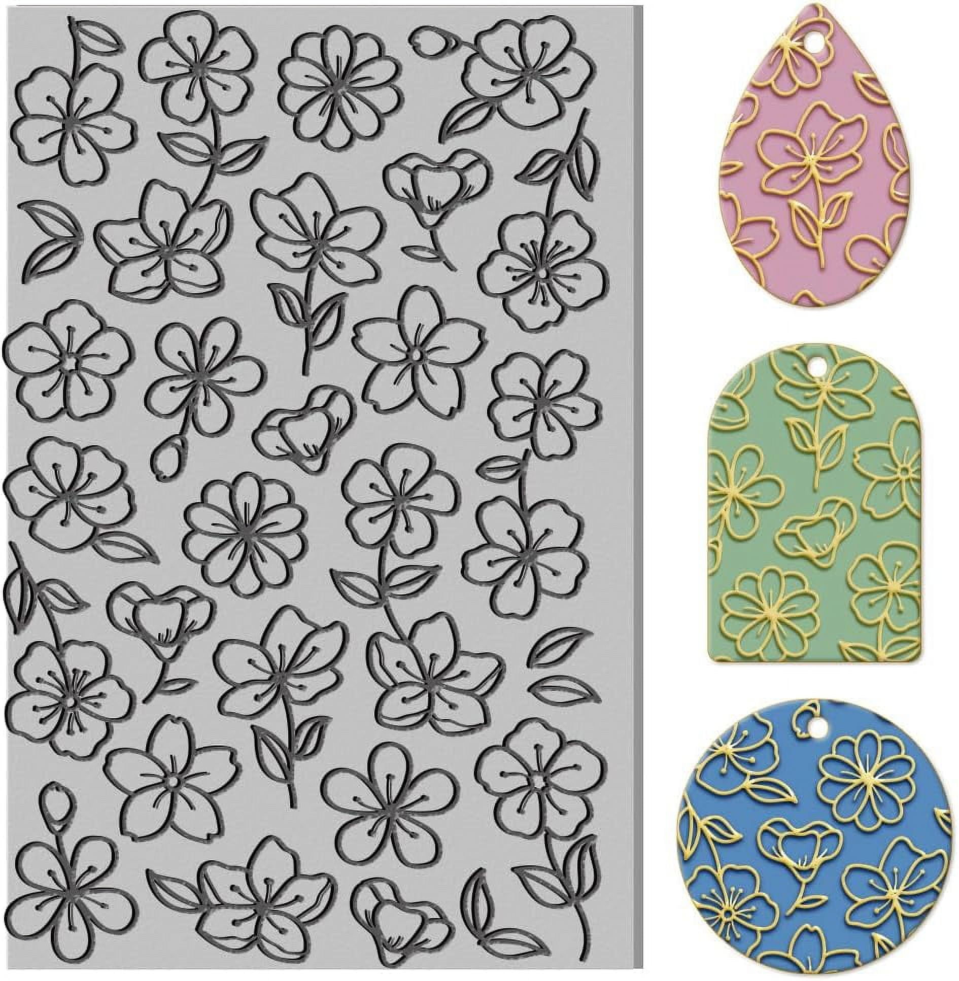 Cherry Blossoms Clay Texture Mat Cherry Blossoms Clay Modeling Pattern Pad Texture Sheets for ...