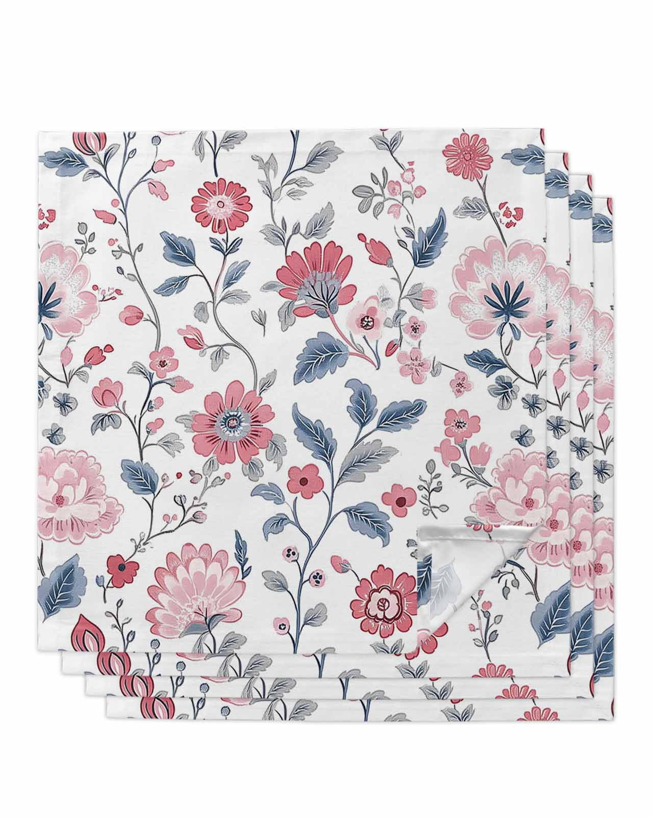 Cherry Blossoms Cloth Napkins Set of 4 Reusable Dinner Napkins, Pink ...