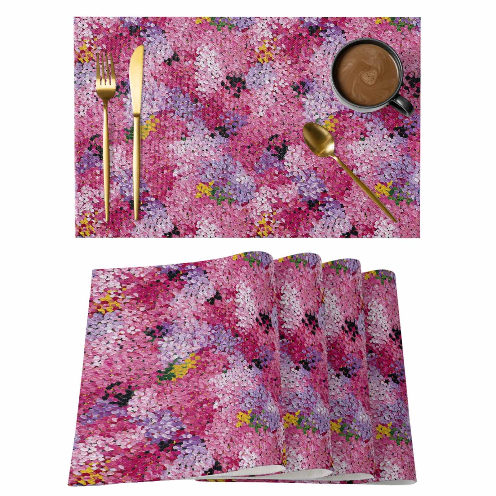 Cherry Blossoms Cotton Linen Placemats Set of 1, Modern Abstract Art ...