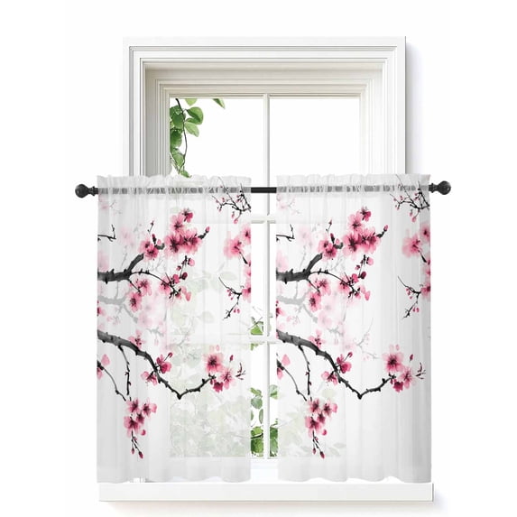 Cherry Blossoms Curtains 45 Inch Length, Sheer Curtains for Bedroom ...