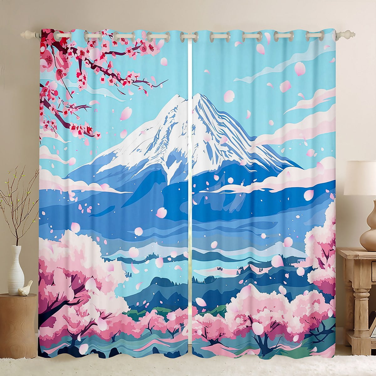Cherry Blossoms Curtains & Drapes Japanese Fuji Mountain 30%-50% ...
