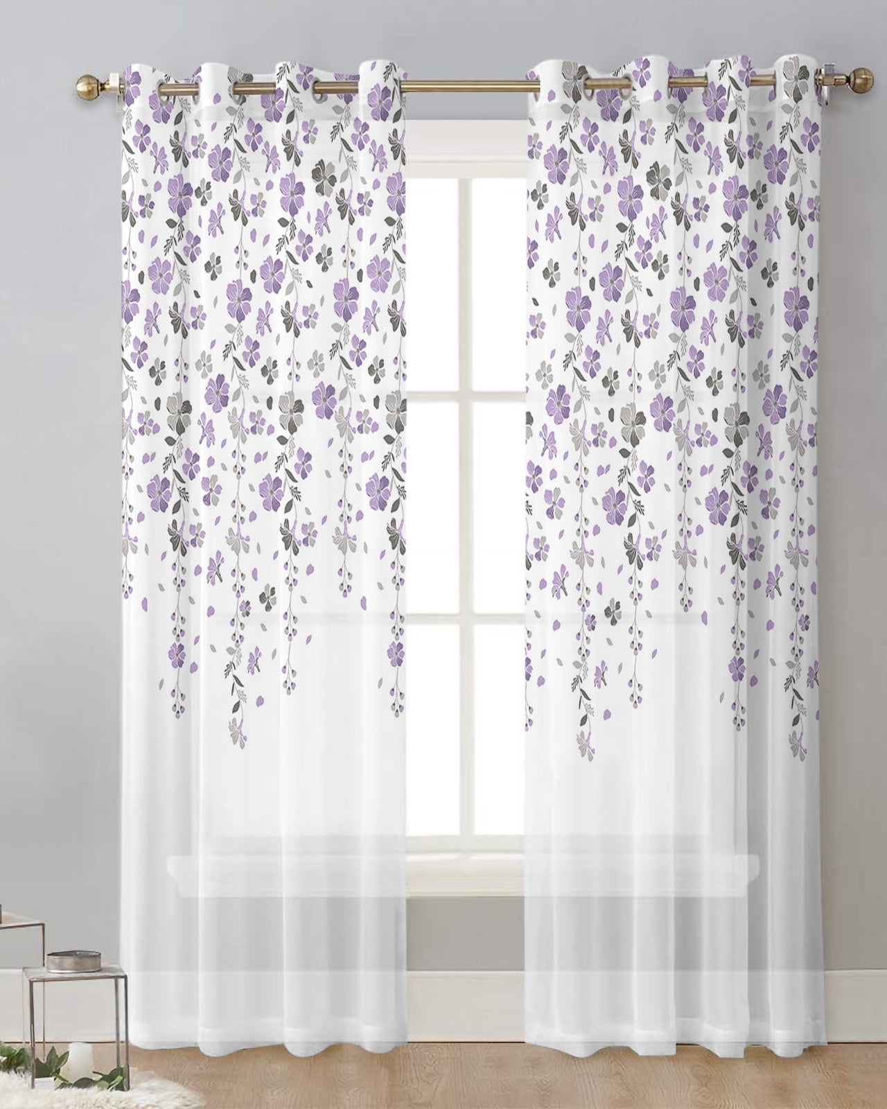 Cherry Blossoms Dangling Flowers Spring Bedroom Sheer Window Curtains ...
