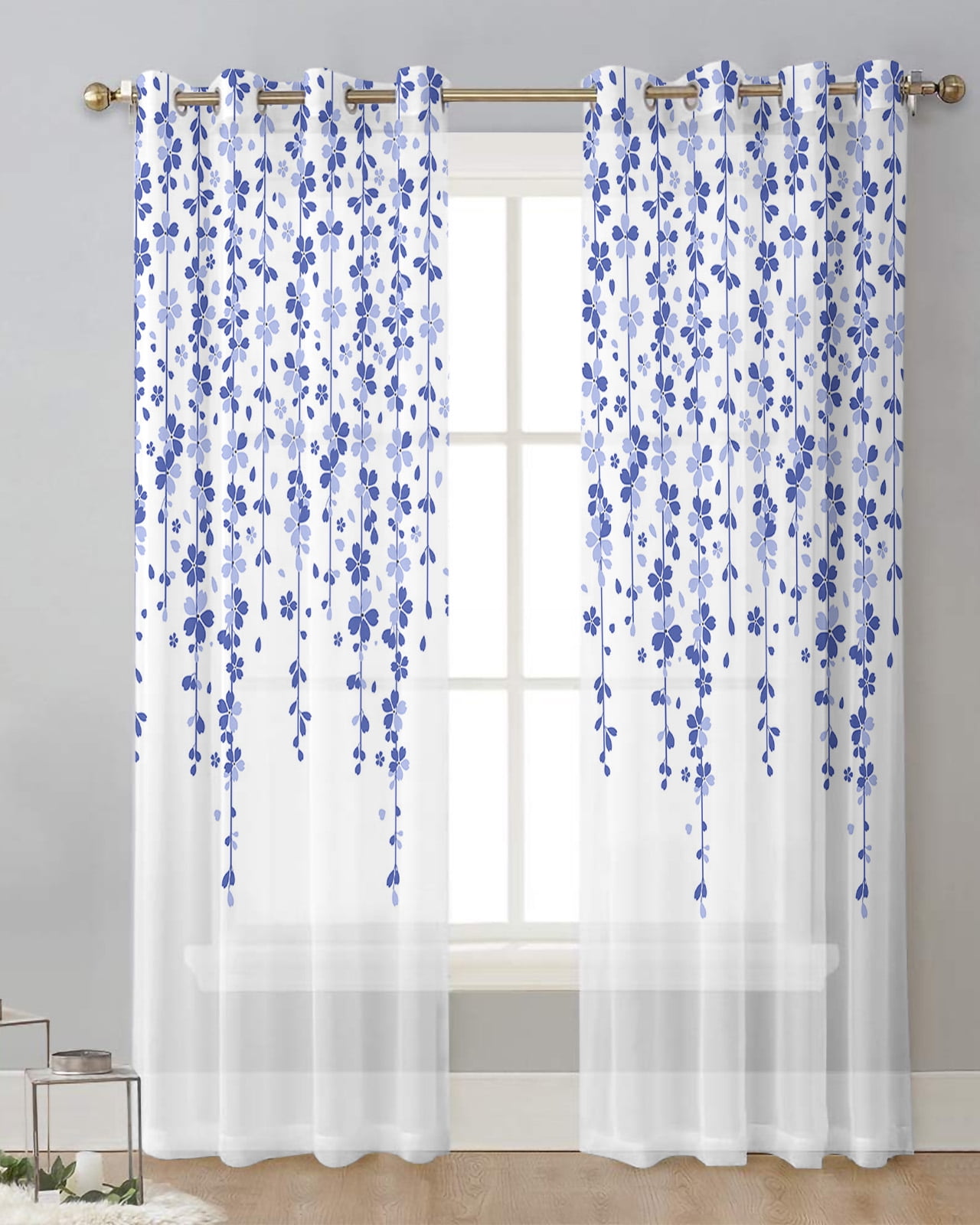 Cherry Blossoms Dangling Flowers Spring Bedroom Sheer Window Curtains ...