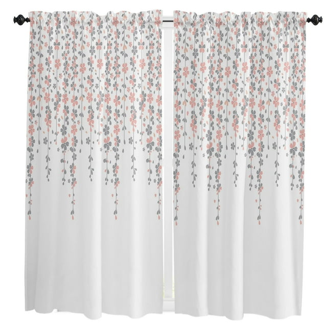 Cherry Blossoms Dangling Flowers Spring Curtain Home ration Living Room ...