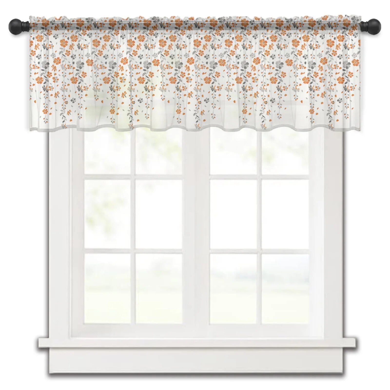 Cherry Blossoms Dangling Flowers Spring Kitchen Curtains Tulle Sheer ...