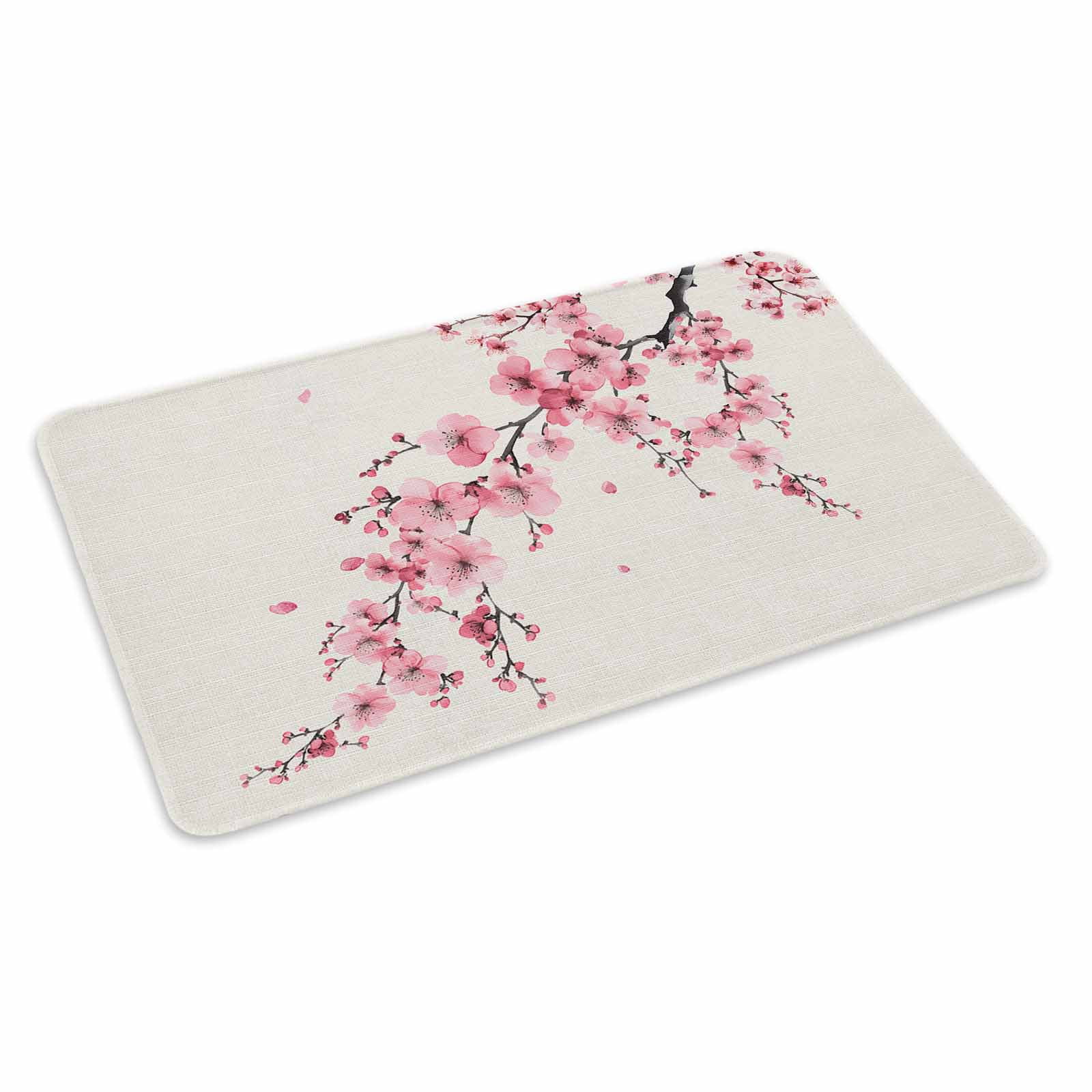 Cherry Blossoms Doormat Outdoor Entrance 24"x36", Pink Flower Floral ...
