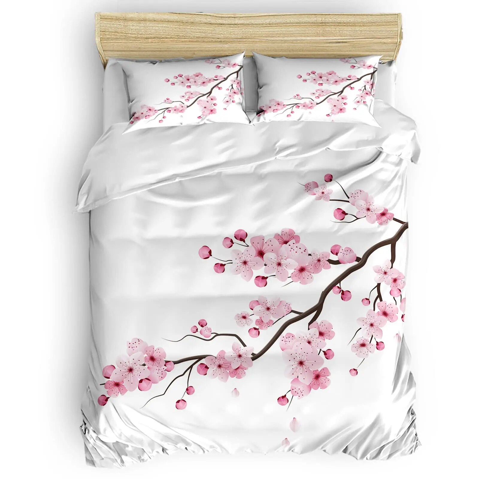 Cherry Blossoms Duvet Cover Women Red Botanical Bedding Set Kids Girl ...