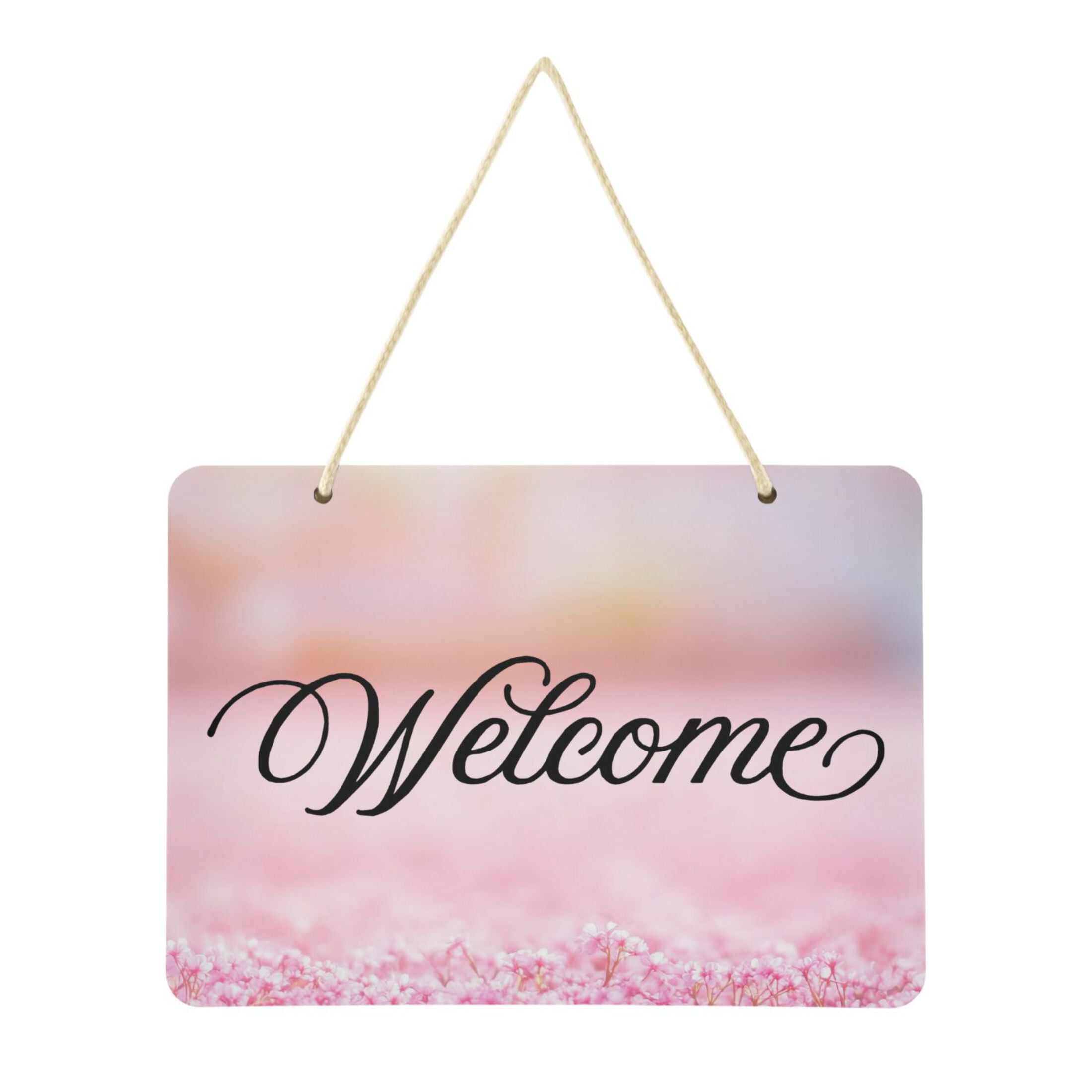 Cherry Blossoms Fall on Ground Welcome Sign Front Door PVC 14x10 inch ...