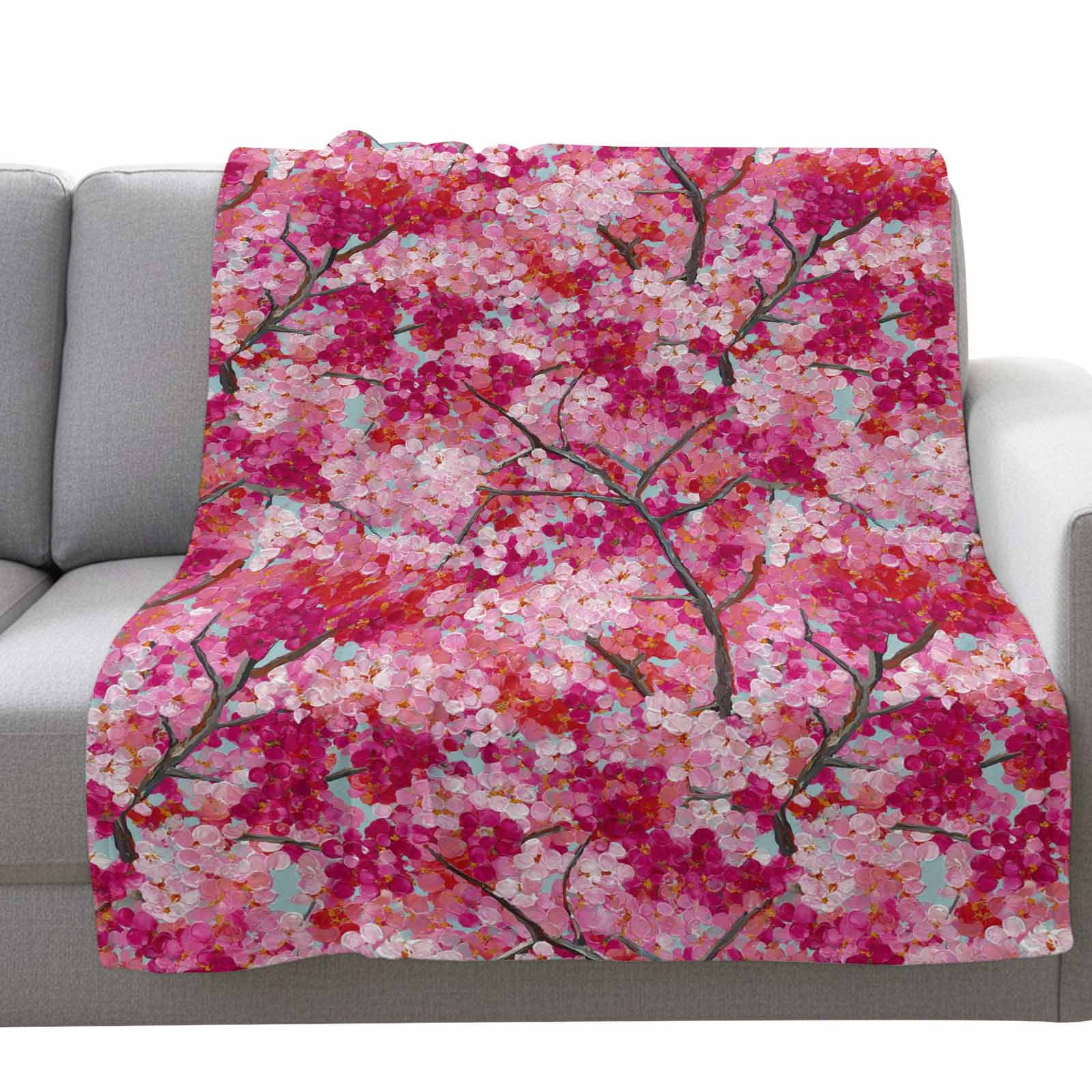 Cherry Blossoms Fleece Throw Blanket Lightweight Modern Abstract Art ...