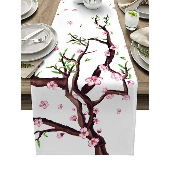 Cherry Blossoms Flowers Leaves Branches Table Runner Wedding ration ...