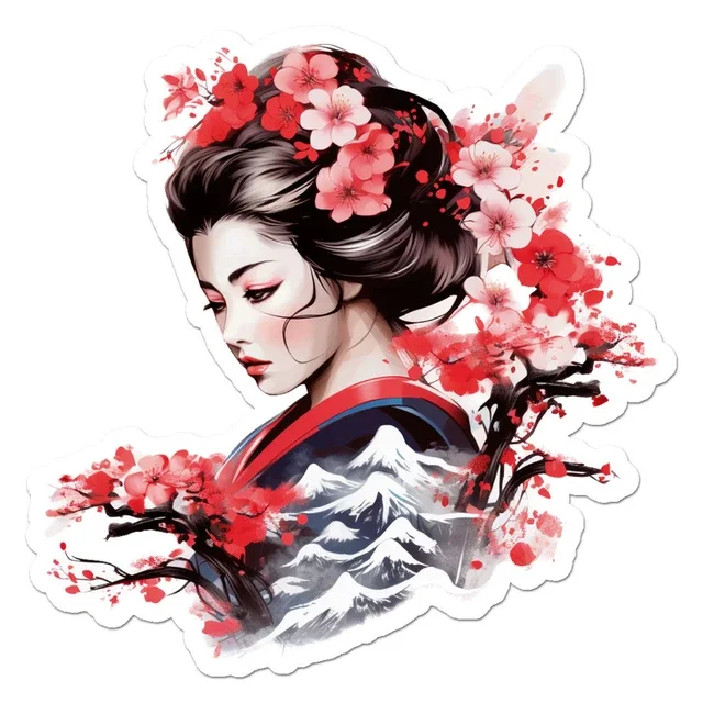 Cherry Blossoms Japan Sticker Phone Decal Water Bottle Stickers Car ...