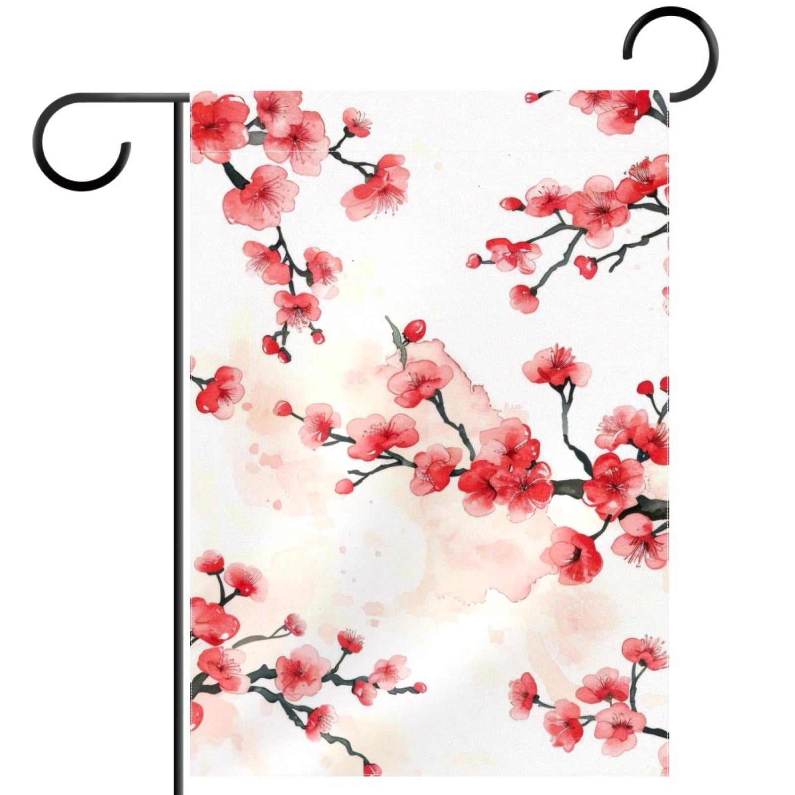Cherry Blossoms Japanese Pattern Welcome Garden Flags, 12 x 18 Inch ...