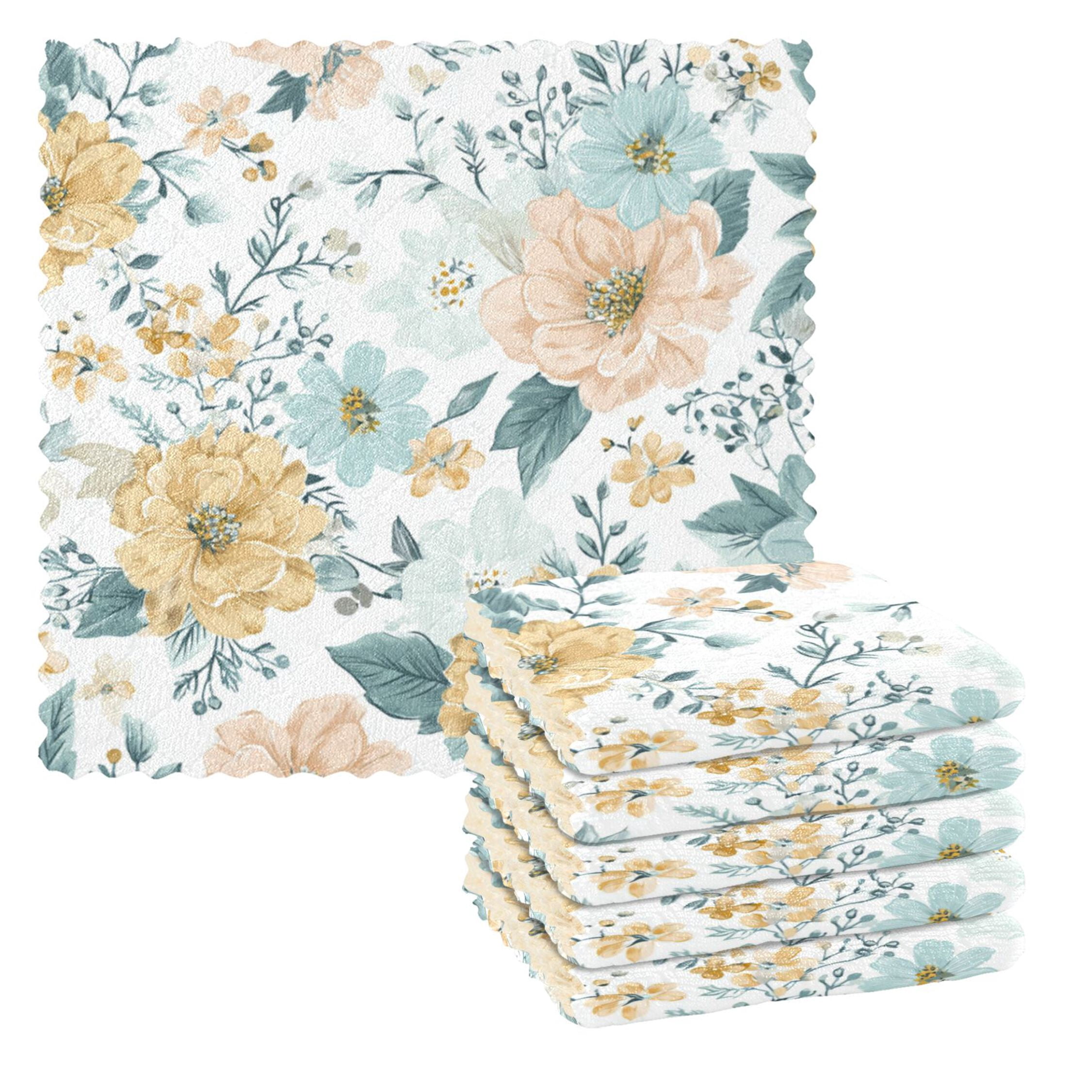 Cherry Blossoms Kitchen Cloth Dish Towels for Drying Washing Absorbent ...