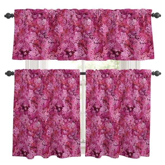 Cherry Blossoms Kitchen Curtains Set for Windows, Modern Abstract Art ...