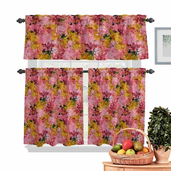 Cherry Blossoms Kitchen Curtains Valances 3 Piece Set, Modern Abstract ...