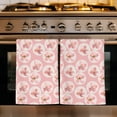 Cherry Blossoms Kitchen Towels Set of 2, Spring Floral Circle Retro ...