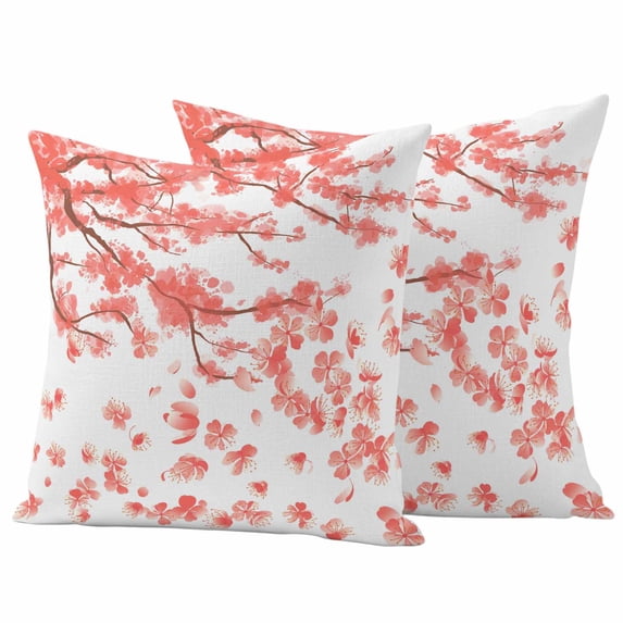Cherry Blossoms Outdoor Pillow Covers Set of 2 Beautiful Pink Falling ...