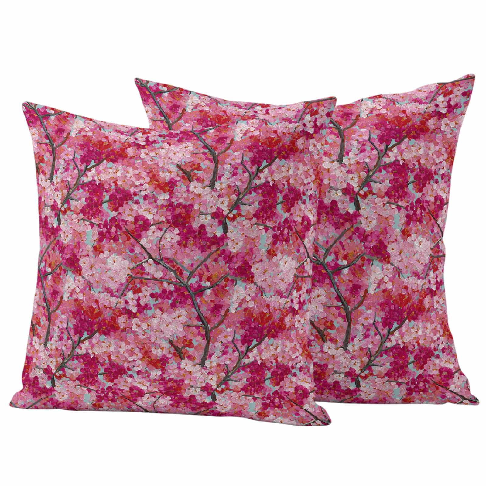 Cherry Blossoms Outdoor Pillow Covers Set of 2 Modern Abstract Art Pink ...