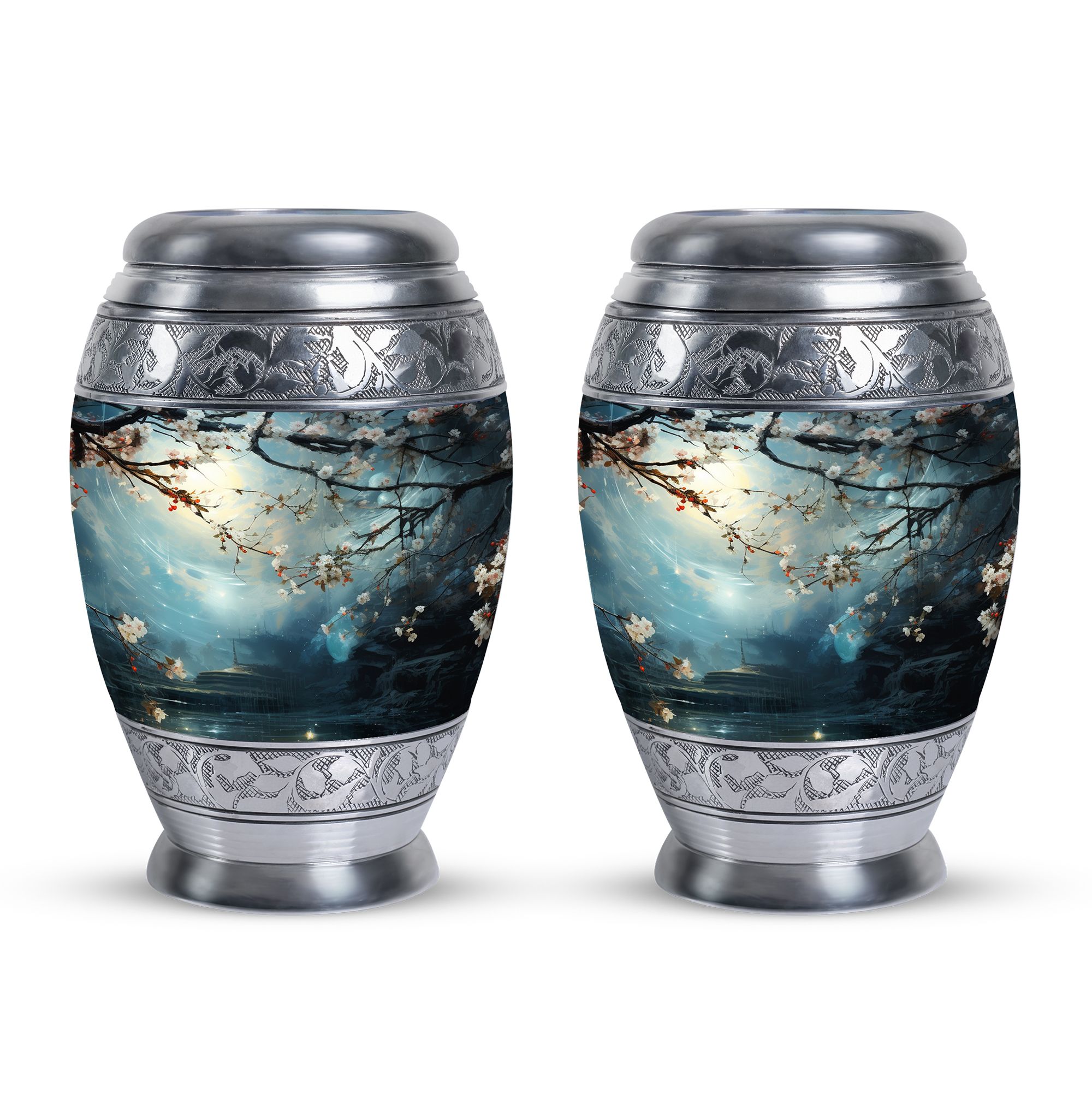 Cherry Blossoms Over WaterKeepsake Urn For Human Ashes, Urns For Men ...