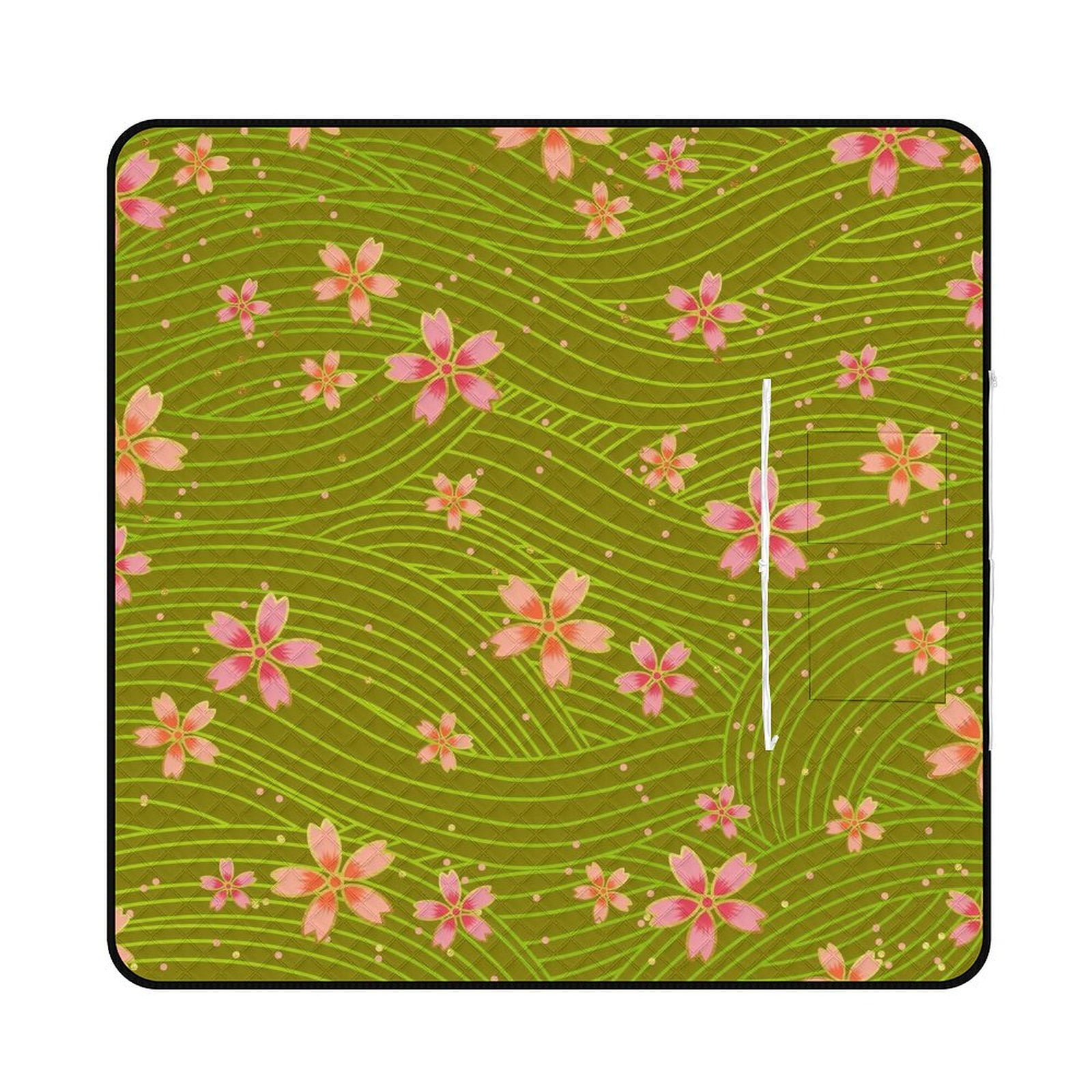 Cherry Blossoms, Pink Green Waterproof Beach Mat Folding Mattress ...