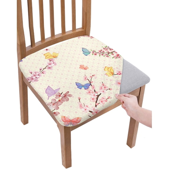 Cherry Blossoms Plant Chair Seat Covers for Dining Room Stretch Chair ...