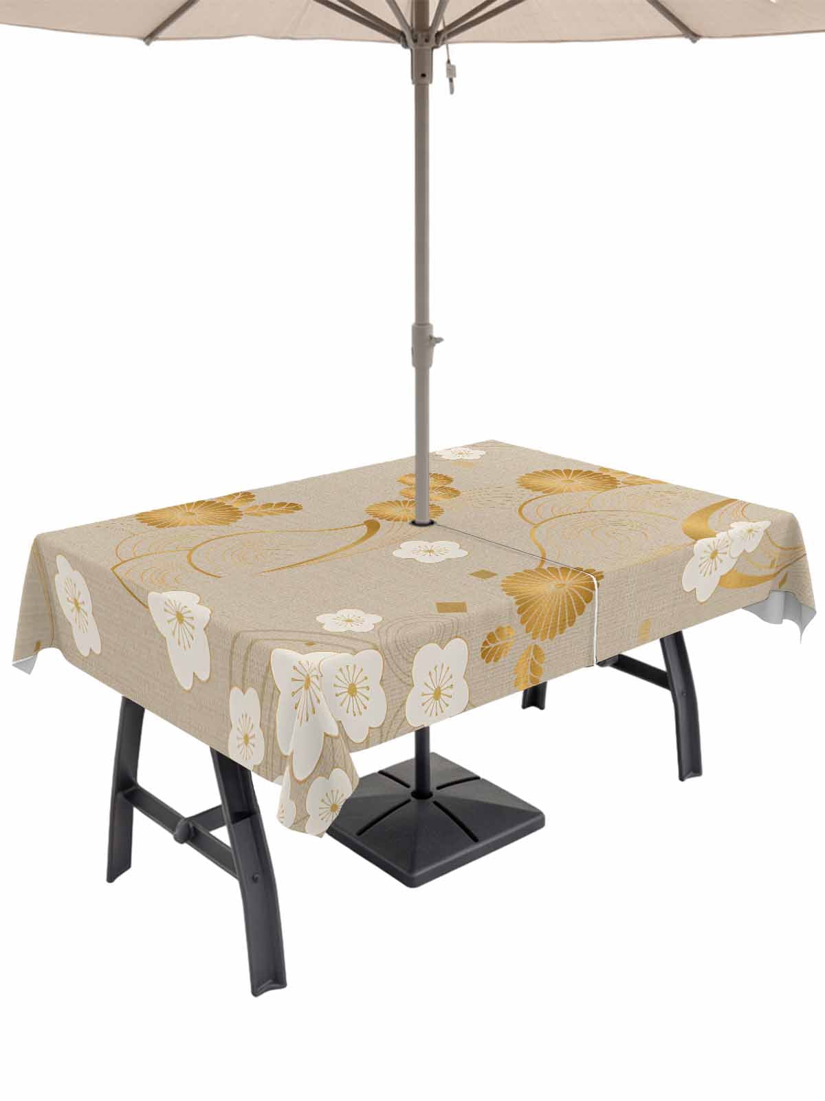 Cherry Blossoms Rectangle Outdoor Tablecloth with Umbrella Hole ...