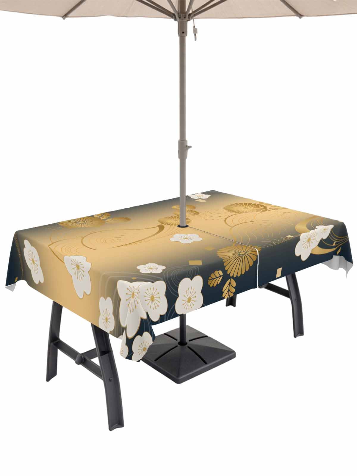 Cherry Blossoms Rectangle Outdoor Tablecloth with Umbrella Hole ...