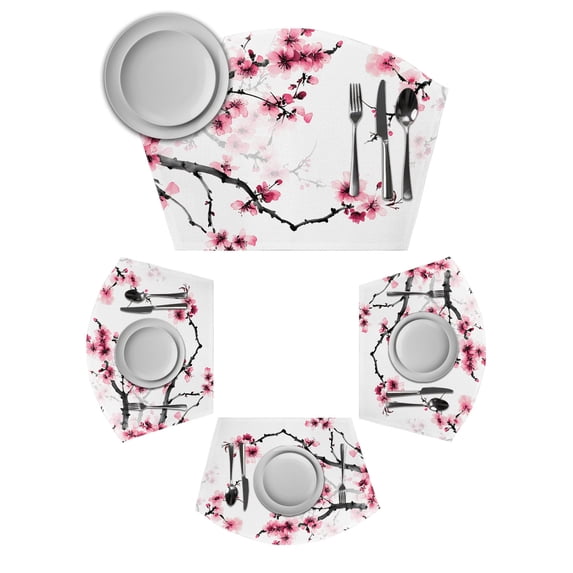 Cherry Blossoms Round Table Placemats Set of 2 Wedge Placemats, Pink ...