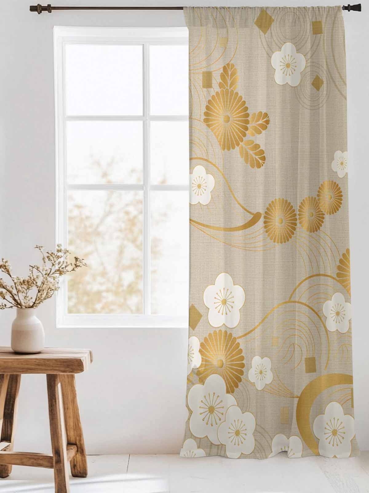 Cherry Blossoms Sheer Curtains 108 Inch Long 1 Panel Japanese Style ...