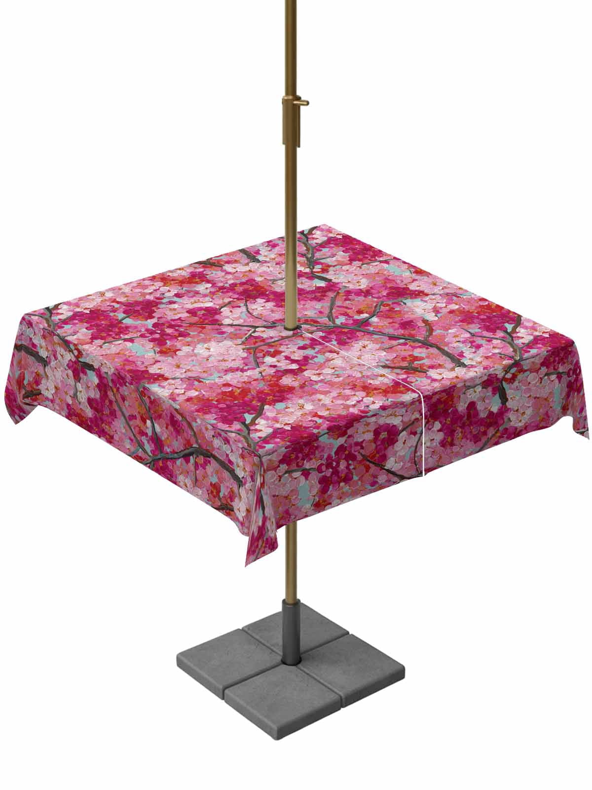Cherry Blossoms Square Outdoor Tablecloth with Umbrella Hole Modern ...