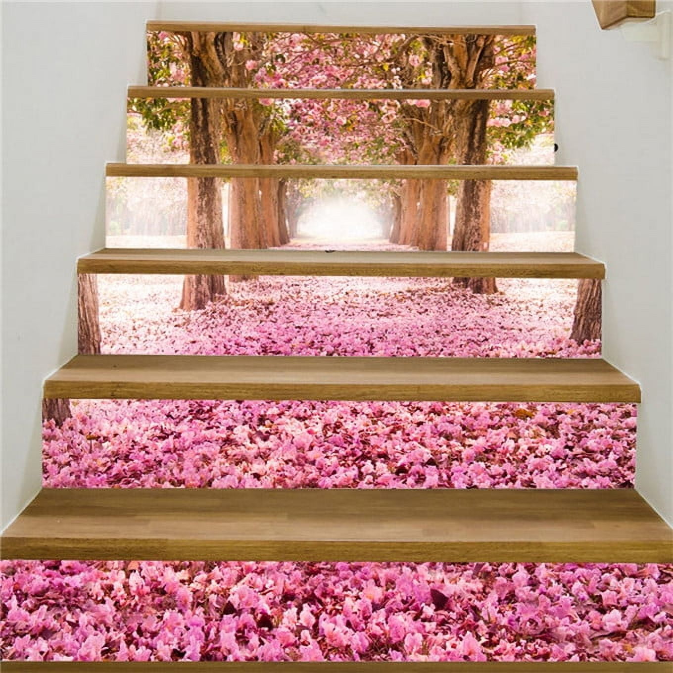 Cherry Blossoms Stair Stickers Pink Sakura Floral Staircase Riser ...