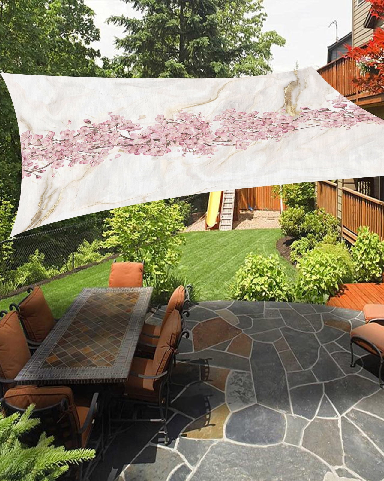 Cherry Blossoms Sun Shade Sail 14'X18' Spring Pink Watercolor Floral ...