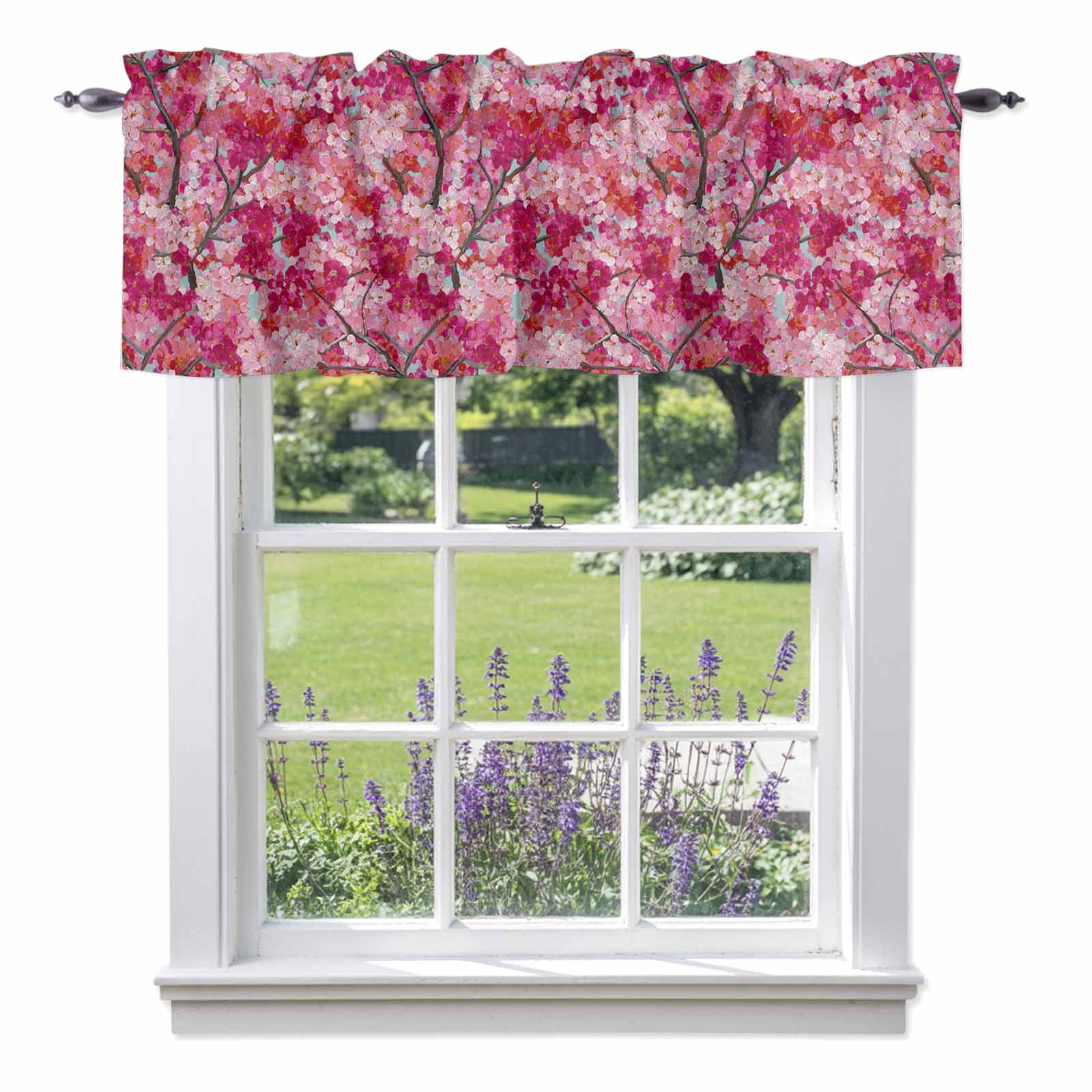 Cherry Blossoms Valance Curtain for Windows Modern Abstract Art Pink ...