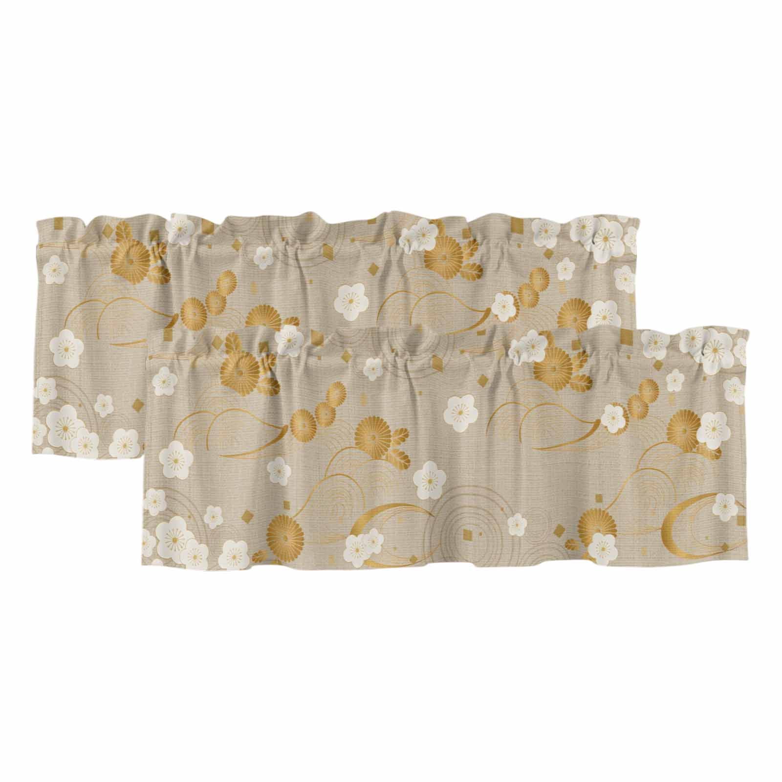 Cherry Blossoms Valances for Windows 2 Panels Japanese Style Gold ...